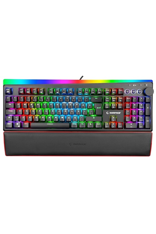 Rampage Siyah Usb Full Rgb Blue Switch Bilek Destekli Gaming Oyuncu ...