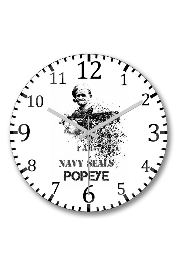 BASKI DÜNYASI Popeye Fuzileiro Naval Wall Clock Curved Real Glass- Trendyol