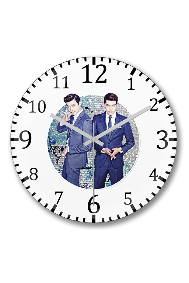 BASKI DÜNYASI Ceas de perete Lee Jong Suk și Kim Woo Bin din sticlă de ...