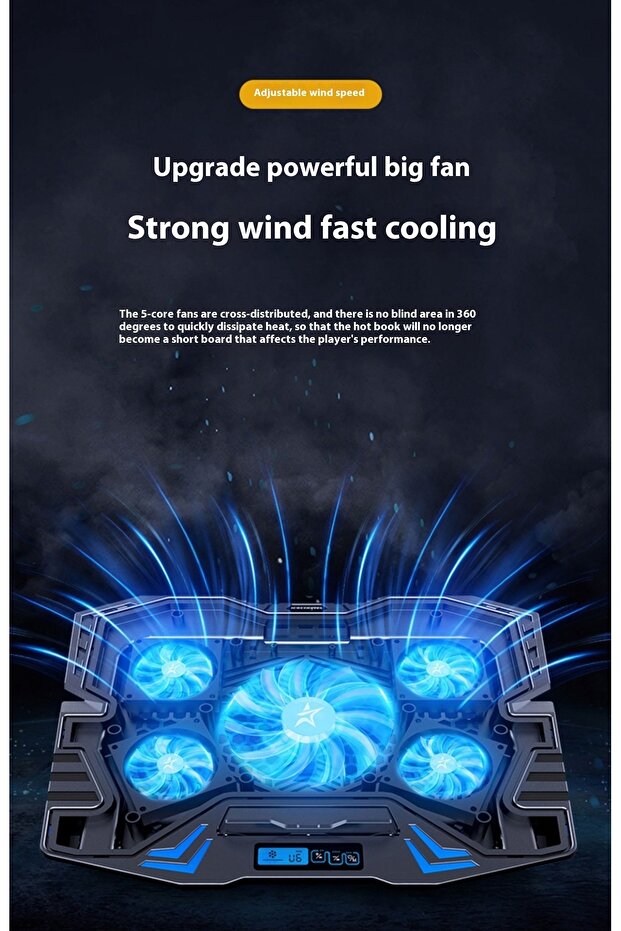 Yelajoy Laptop Cooling Pad,with 5 Quiet Led Fans for 15.6-17 Inch ...