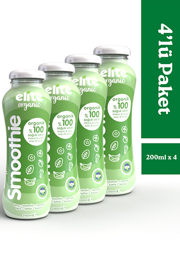 Elite Naturel Organik Muzlu Salatalıklı Smoothie 4'lü Paket 4 X 200ml ...