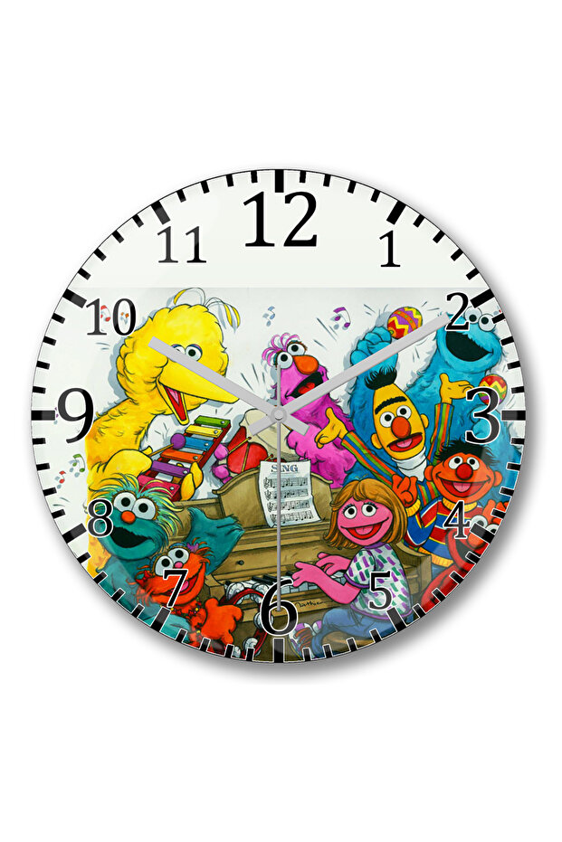 BASKI DÜNYASI Sesame Street Song Wall Clock Curved Real Glass- Trendyol