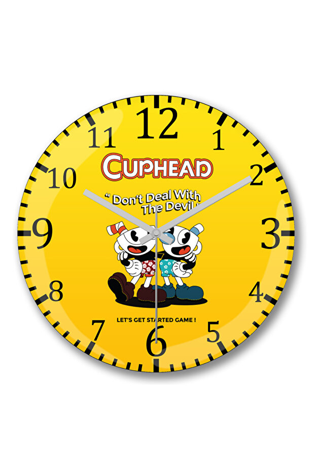 BASKI DÜNYASI Cuphead Don'T Deal with the Devil Wall Clock Curved Real ...