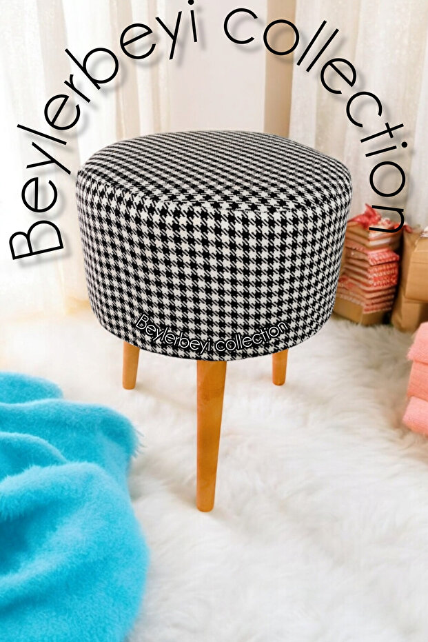 BEYLERBEYİ Coco Puf, düz kumaş,3 Ayak,oturma Odası, Makyaj Masası Pufu ...