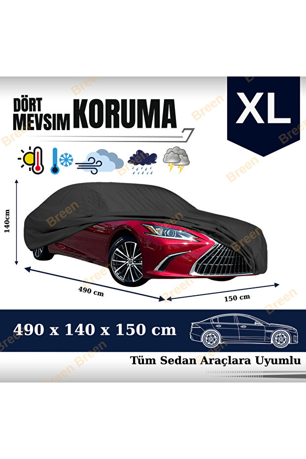 Breen Vehicle Length 4.75m to 4.90m Car Tarpaulin, Auto Cover (Black ...