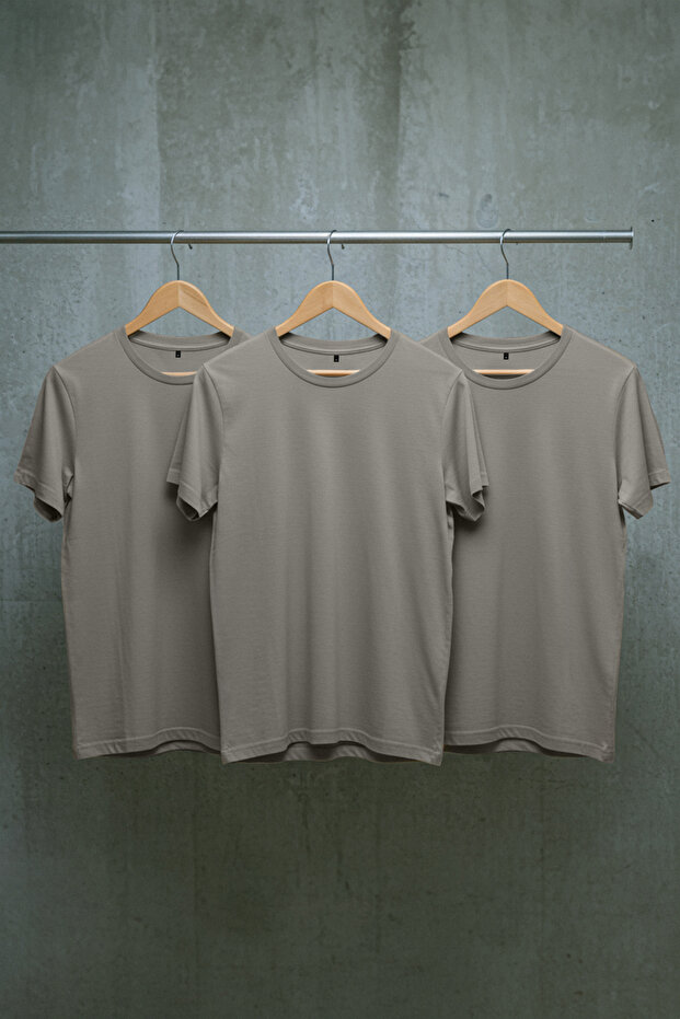 Trendyol Collection Gray Crew Neck Slim Fit Basic Cotton T-Shirt ...