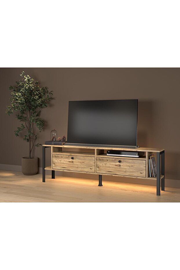 Wood'n Love Luce Plus Eko Led Işıklı Dolaplı Metal Ayaklı Minifiksli Tv ...