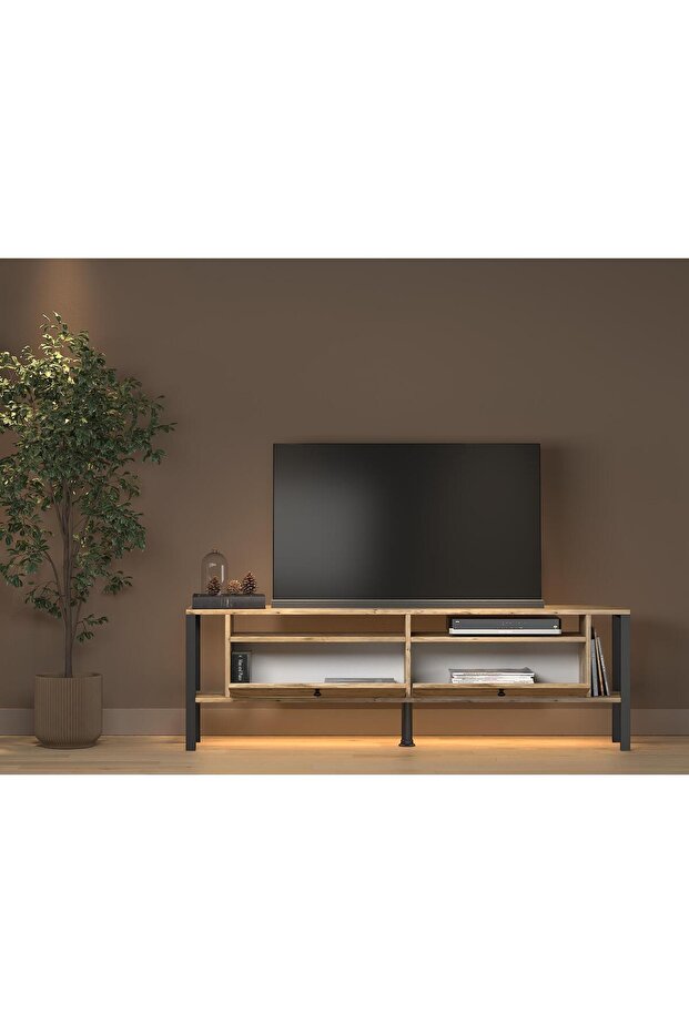 Wood'n Love Luce Plus Eko Led Işıklı Dolaplı Metal Ayaklı Minifiksli Tv ...