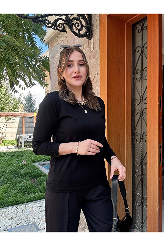 TubaEKEN Basic Sıfır Yaka Uzun Kol Badi - SİYAH - Fiyatı, Yorumları