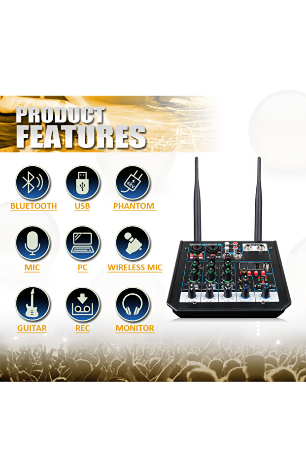 Choice 4 Channel Audio dj Mixer Console with Bluetooth Mixer UHF ...
