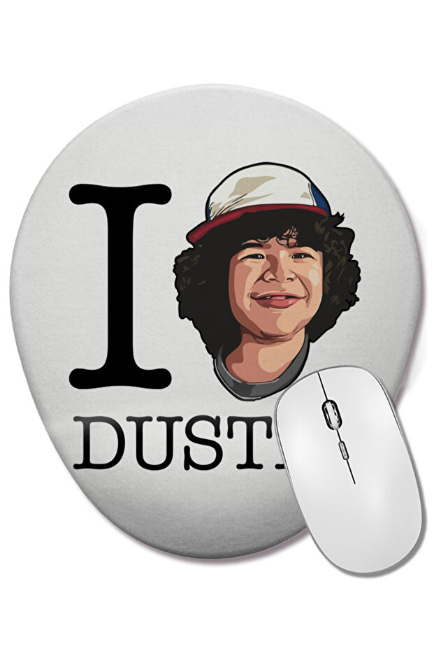 BASKI DÜNYASI Stranger Things I Love Dustin Οβάλ ποντίκι με υποστήριξη καρπού- Trendyol