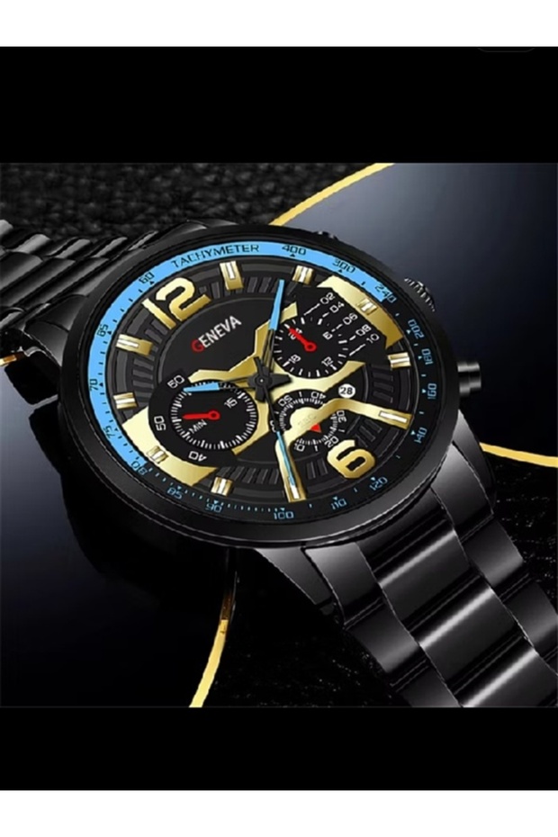 Shisa Geneva Erkekler için siyah paslanmaz çelik lüks saat(119 ...