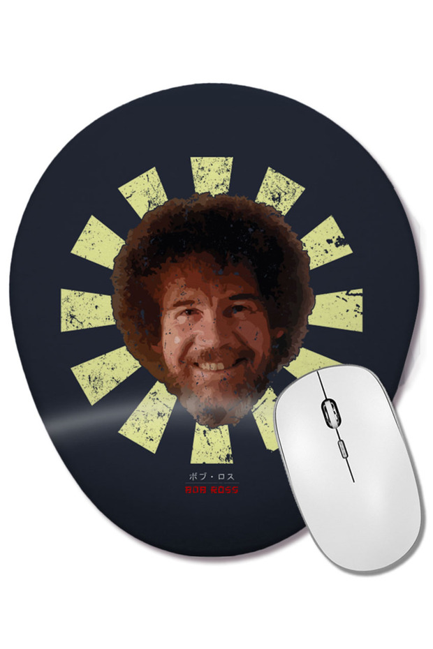 BASKI DÜNYASI Bob Ross Meme Ρετρό ιαπωνικό οβάλ ποντίκι με στήριγμα ...