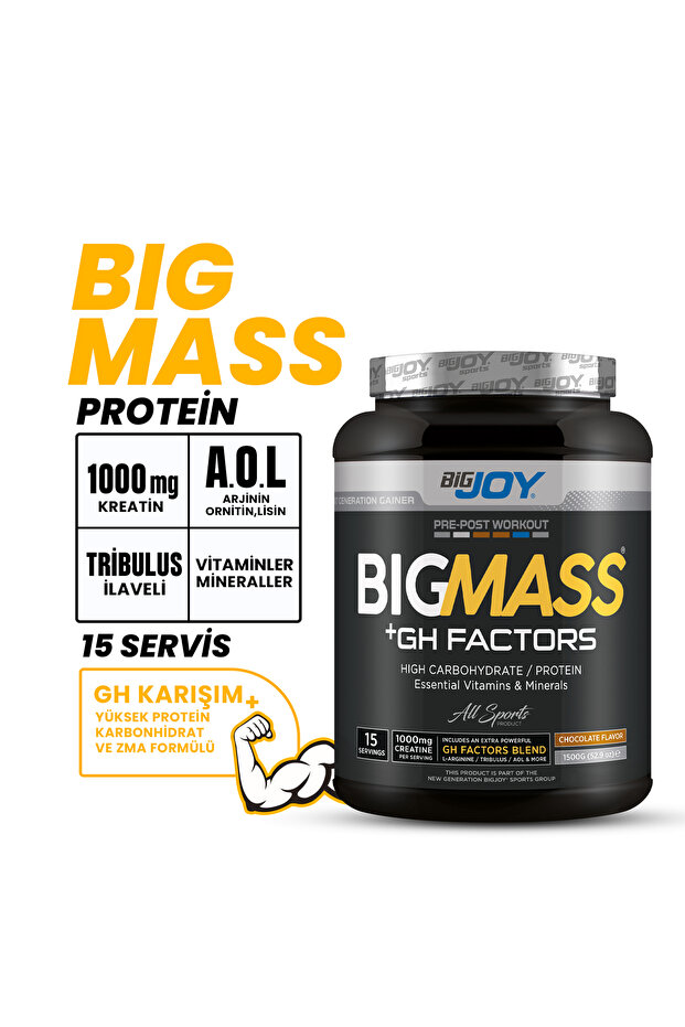Bigjoy Sports MASS GAİNER 1500 gr ÇiLEK BigMass Gh Factors Karbonhidrat ...