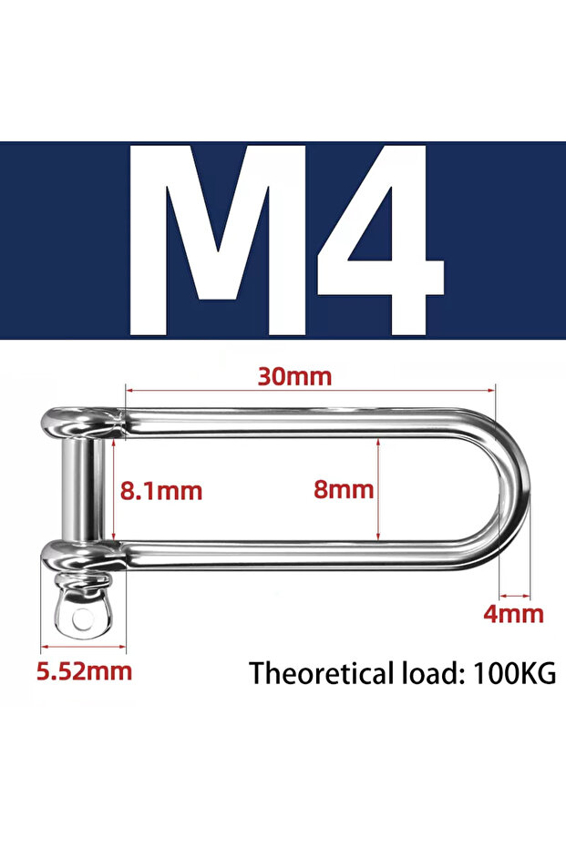 Choice M4 304 Stainless Steel Long D Shackle Load Clamp M4-M16 for ...