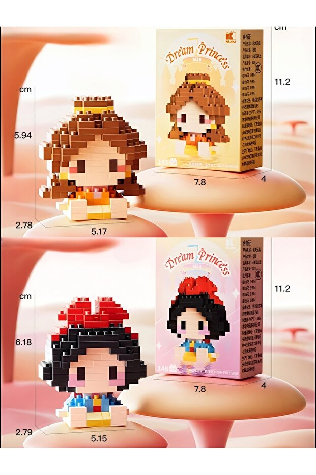 DEK BRİCKS Premium Seri Yeni Stil Pamuk Prenses ve Prenses Belle Figür ...