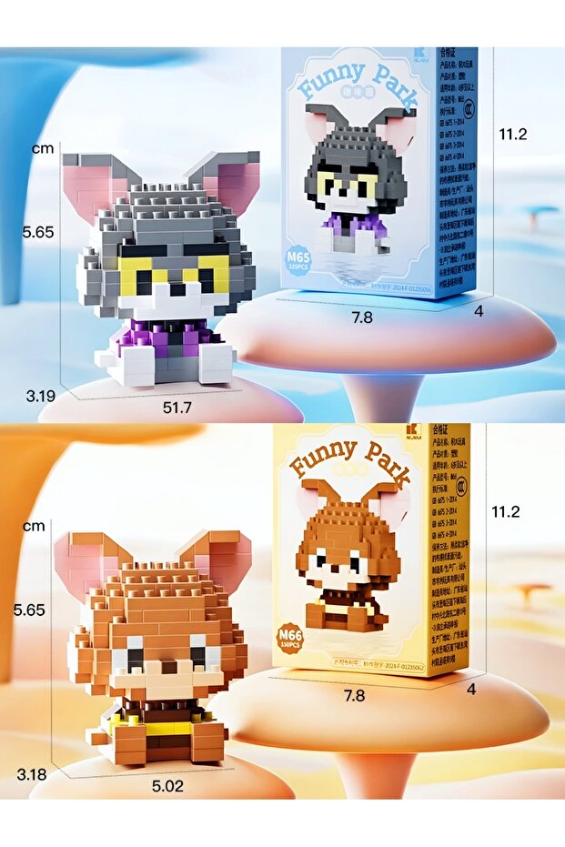 DEK BRİCKS Premium Seri Yeni Stil Tom Ve Jerry 2'li Set 3D Yapboz Yapı ...