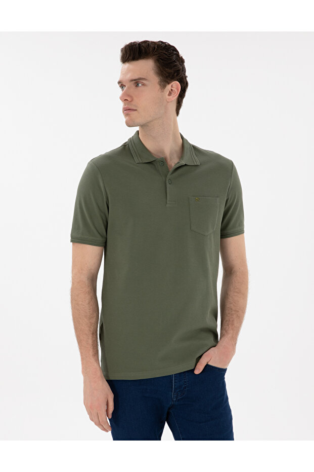 Pierre Cardin Haki Regular Fit %100 Pamuk Cepli Polo Yaka Basic Tişört ...