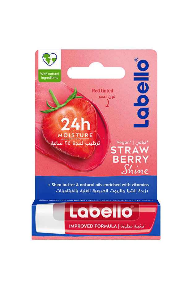 LABELLO Strawberry Shine Tinted Shea Butter Pocket Lip Balm Single ...