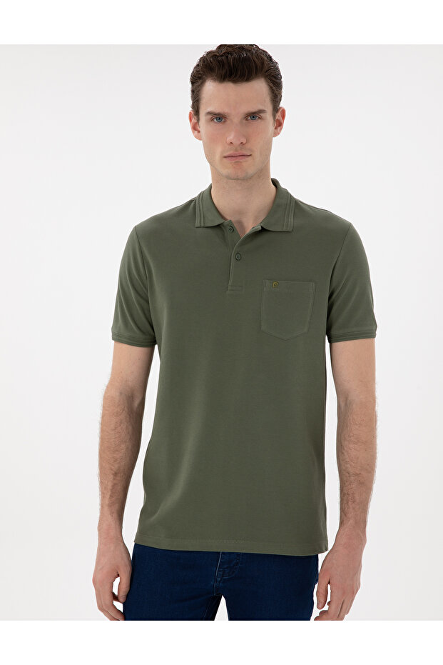 Pierre Cardin Haki Regular Fit %100 Pamuk Cepli Polo Yaka Basic Tişört ...