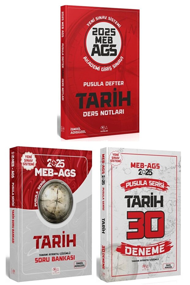 CBA Akademi CBA Yayınları 2025 MEB-AGS Tarih Pusula Defter Ders Notları + Soru Bankası + 30 ...