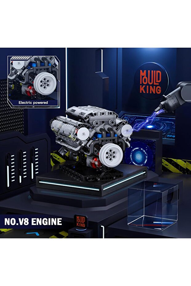 mouldking Technic V8 Engine Model, 535 Parts, Transparent Functional ...