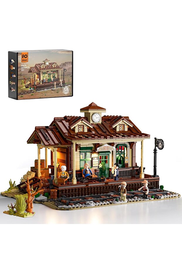 FUNWHOLE Wild West Station Building Blocks Set Led Light, 1974 Pieces ...