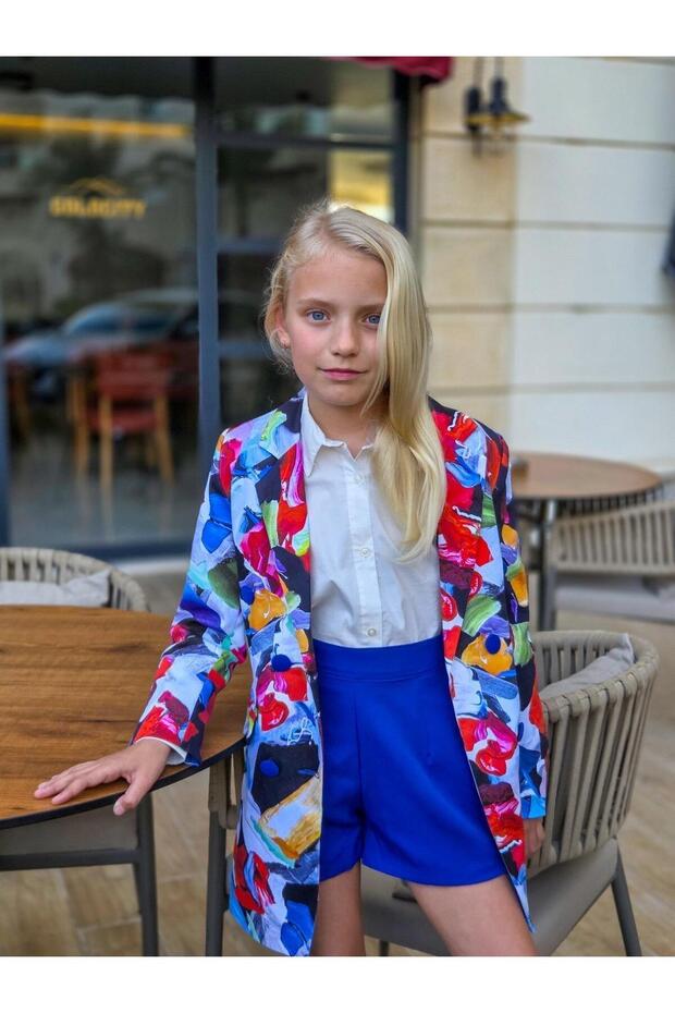 Hilal Akıncı Kids Costum pantaloni scurți jachetă de culoare curcubeu ...