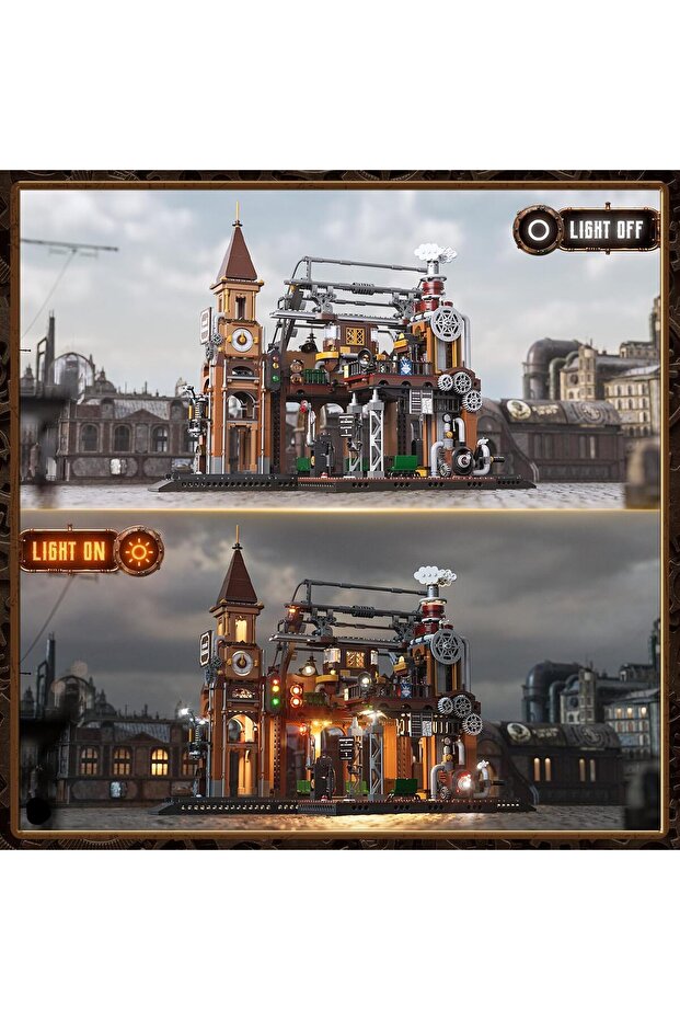 FUNWHOLE Railway Station Building Blocks Set, 1917 Pieces, with Led ...