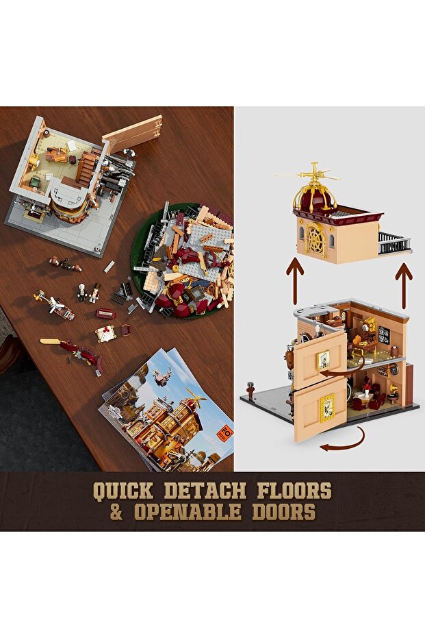 FUNWHOLE Steampunk Flight Club Light up Building Blocks Set, 1858 ...