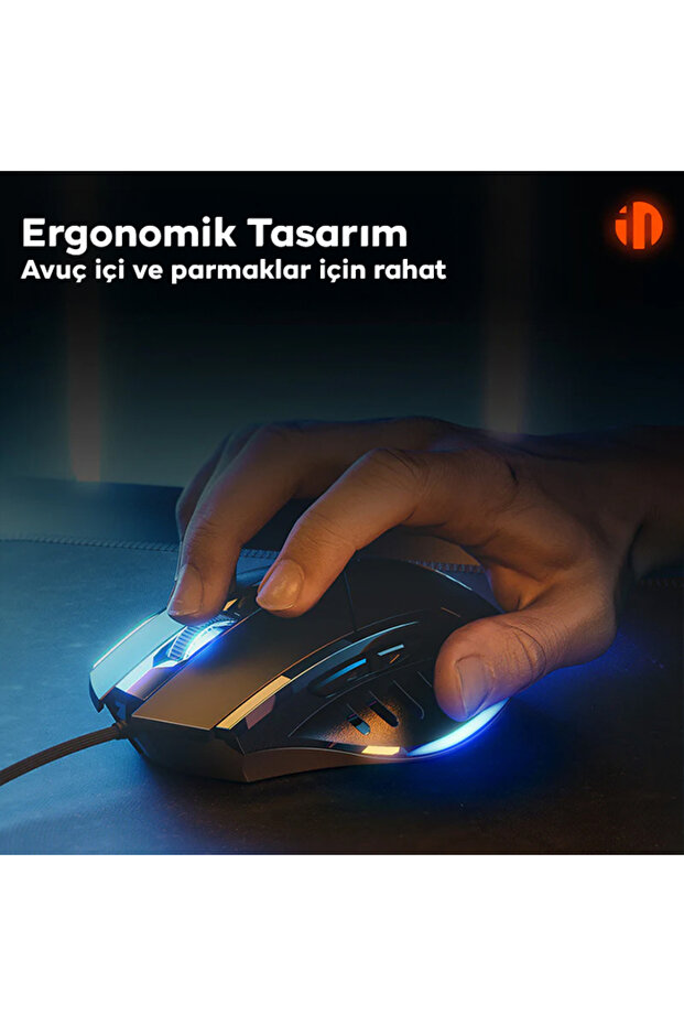 INPHIC İNPHİC W1 Sessiz Tıklama Özellikli Ergonomik Kablolu Oyun Mouse ...