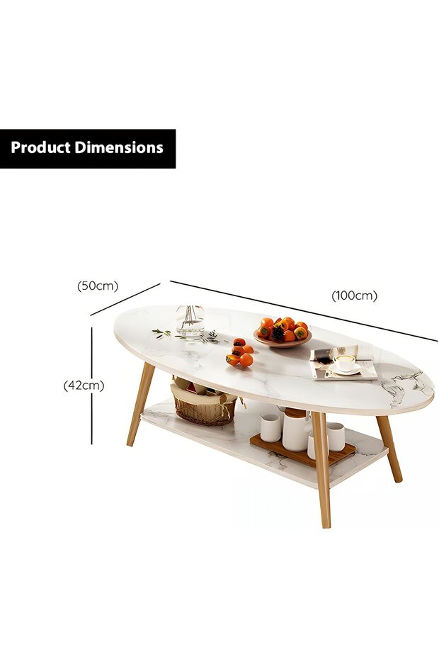 Taimi Oval Coffee Table with Double Layers Function,Stylish and ...