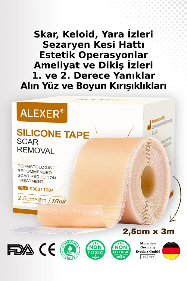 Alexer Soft Silikon Bant Estetik Keloid Yanık Sezaryen Dikiş Ameliyat Izi Giderici 2,5cm X 3m ...