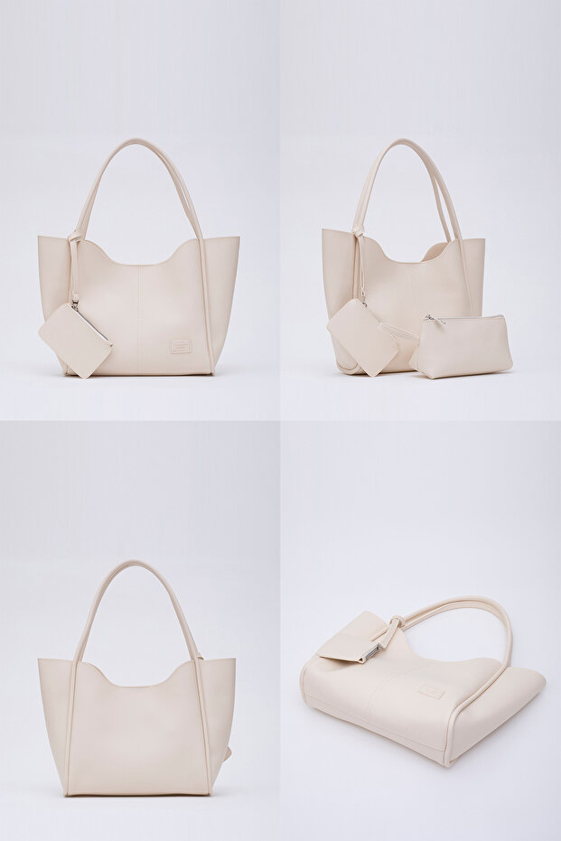 Shaka Cream Shk108 Women's Hand and Shoulder Bag with Snap Fastener ...