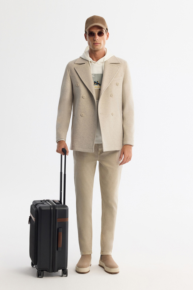 Avva Erkek Bej Kruvaze Kapama Yandan Cepli Yünlü Astarlı Kaşe Kaban ...