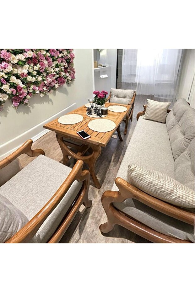 larissa design 7 KİŞİLİK BALKON TAKIMI KESTANE AĞACI - Fiyatı, Yorumları