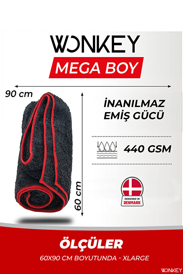 Wonkey Ekstra Büyük Emici Mikrofiber Oto Kurulama Yıkama Bezi, Mega Boy Araba Temizlik Havlusu ...