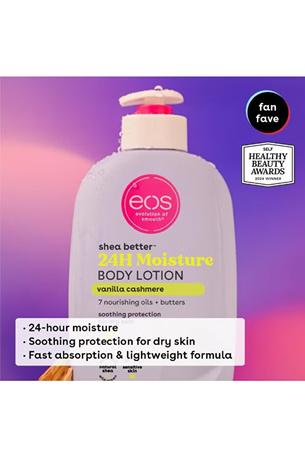 Eos Shea Better Body Lotion- Vanilla Cashmere, 24-Hour Moisture Skin ...