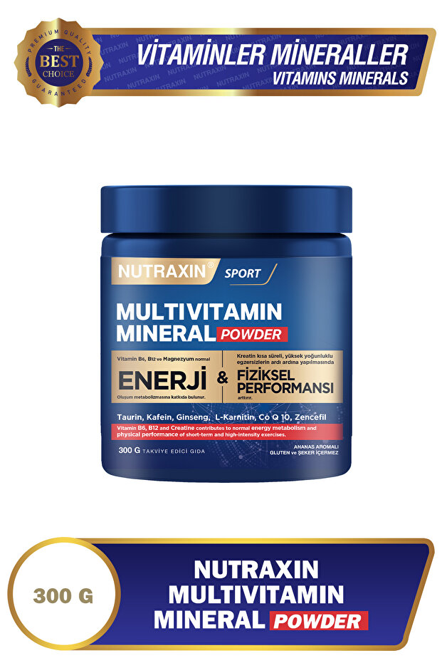 Nutraxin Multivitamin Mineral Powder 300 Gr Magnezyum, Taurin, Kreatin ...