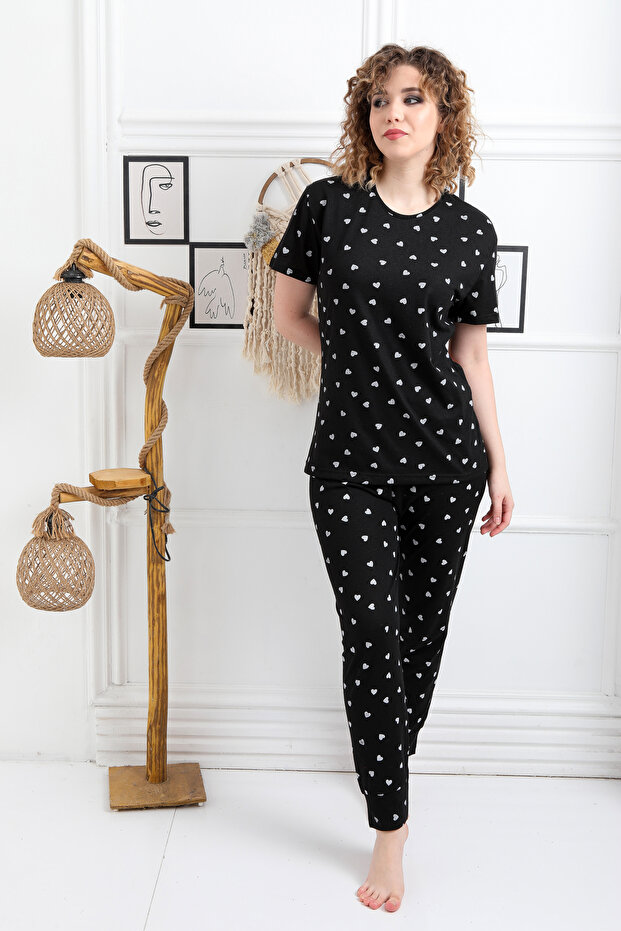 FAMES PİJAMA Costum de pijama pentru femei din bumbac pieptănat cu ...