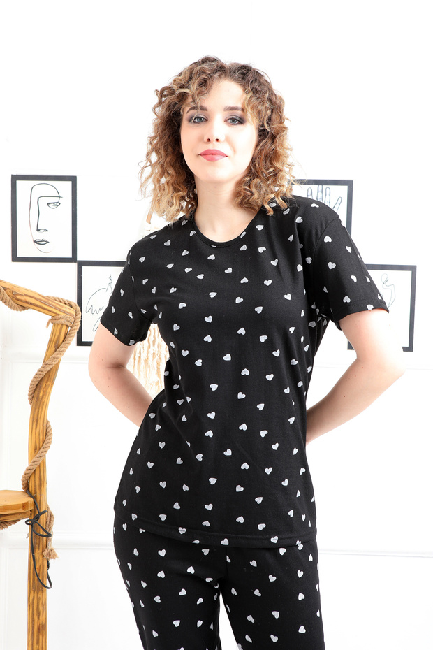 FAMES PİJAMA Costum de pijama pentru femei din bumbac pieptănat cu ...