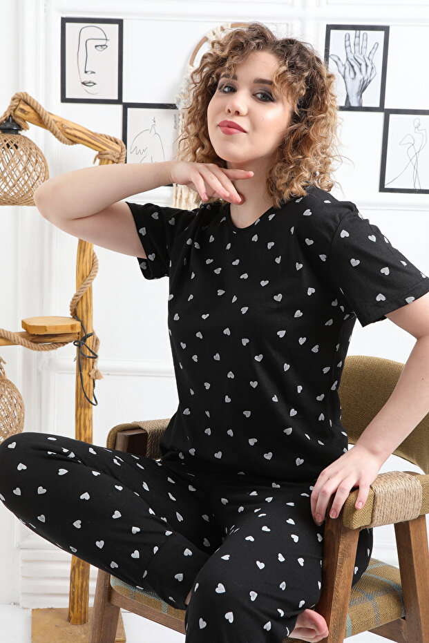 FAMES PİJAMA Costum de pijama pentru femei din bumbac pieptănat cu ...