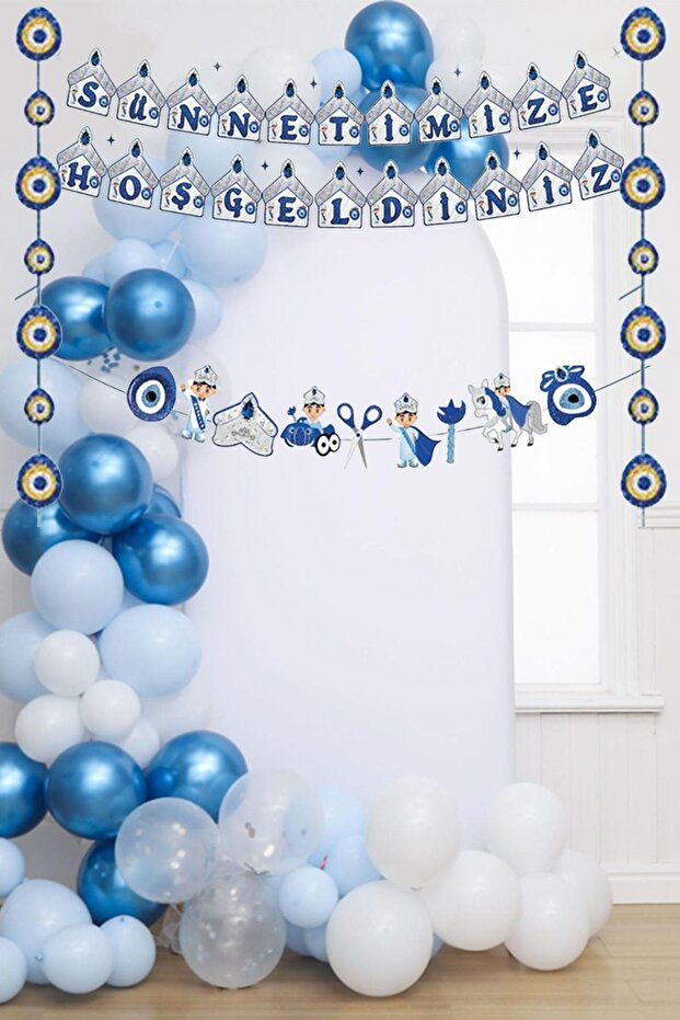 Patladı Gitti Sünnet Kutlama Seti 3Lü Banner ve Balon Zincir Set ...