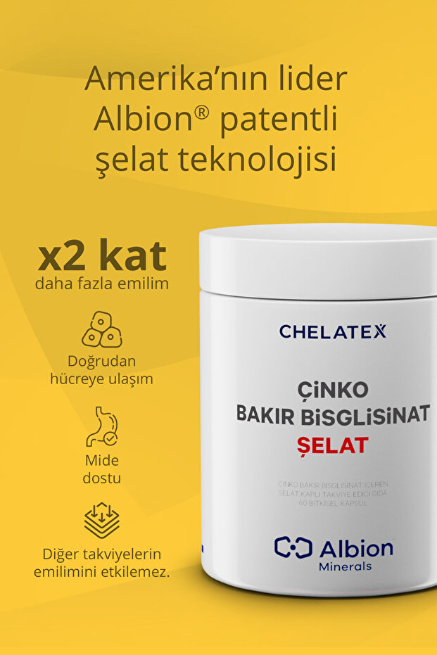 Chelatex Cinko Bakir Bisglisinat Selat Albion Mineral 60 Tablet Fiyatı ...