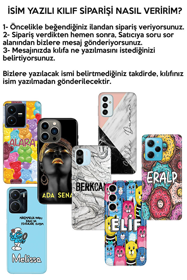 Cekuonline Vivo Y29 (V2434) Kılıf Tema İsim Yazılı Kişiye Özel Silikon ...