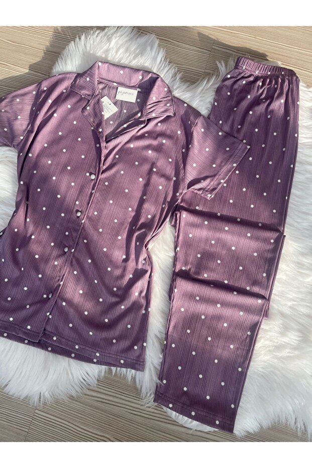 Pijamacs Mor Puantiye Desenli Pegasus Kısa Kol Pijama Takımı - Fiyatı ...