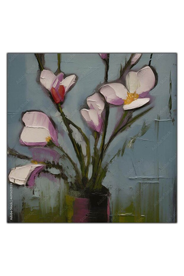 tablodekor LİLA RENKLİ ÇİÇEKLER YAĞLI BOYA DOKULU TABLO - Fiyatı, Yorumları
