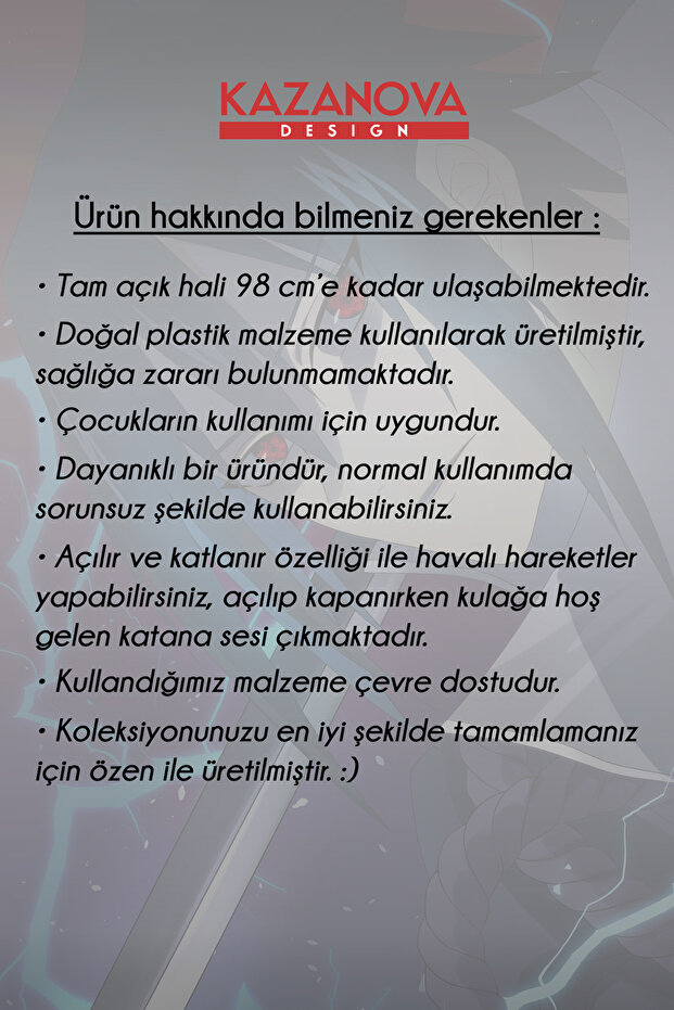 Kazanova Design Sasuke Uchiha Naruto Kusanagi Katlanabilir Katana ve ...