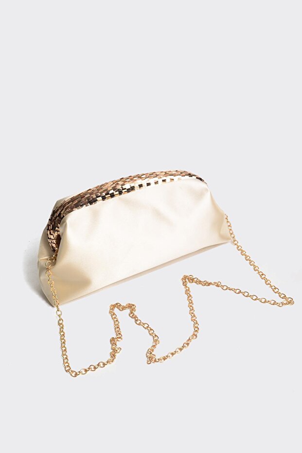 Berlesi Bej Saten Gold Payet Detaylı Clutch Abiye Çanta - Fiyatı, Yorumları