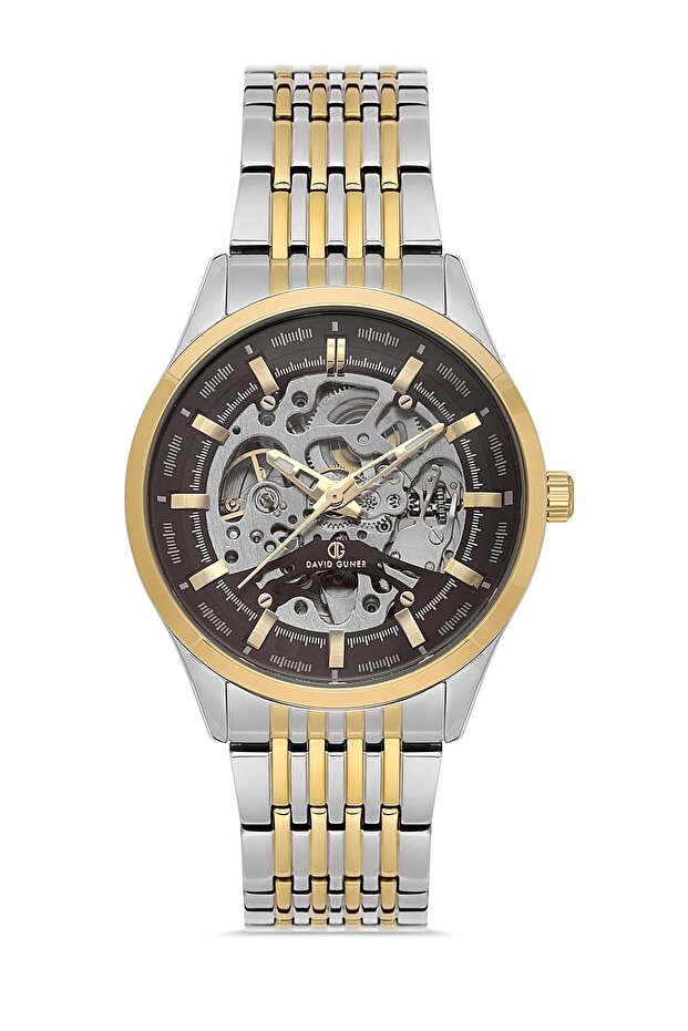 DAVID GUNER Erkek Kol Saati Gümüş Sarı DG-8505GA-D6 Çelik Kordon Quartz ...